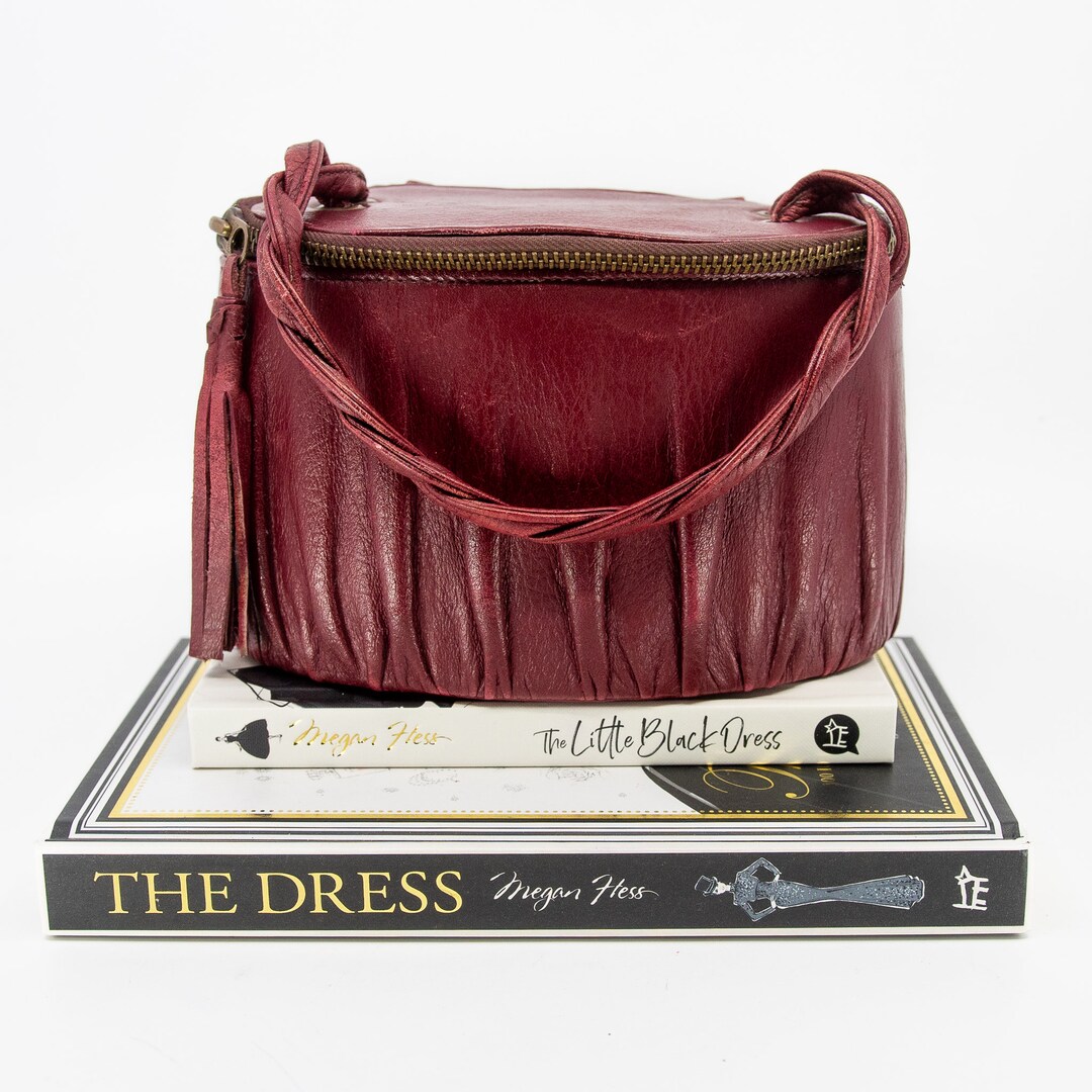 Vintage Ladies Bucket Style Purse / Vanity Bag Genuine Red Leather Late ...