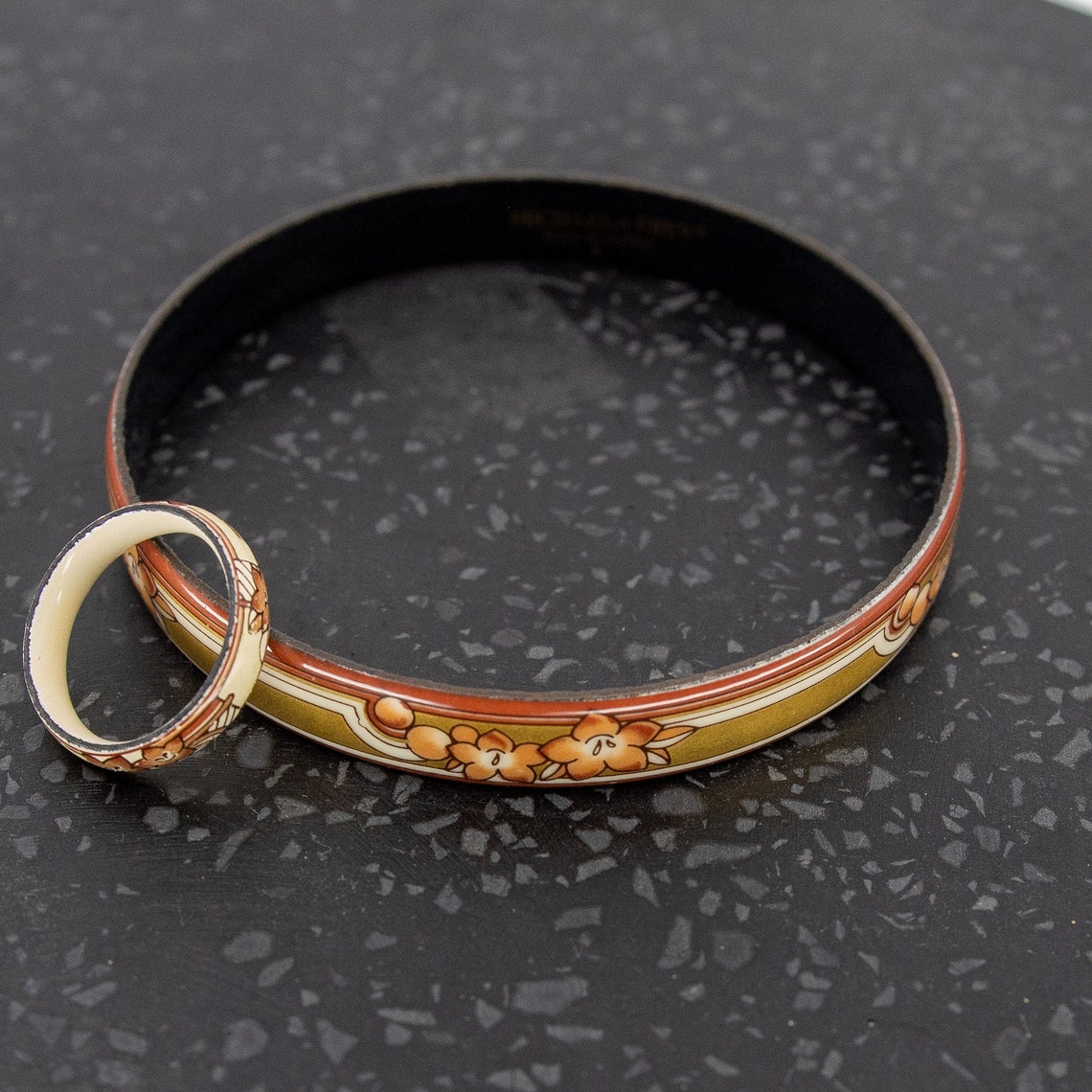 Vintage MICHAELA FREY Enamel Bracelet / Bangle With Matching Ring ...