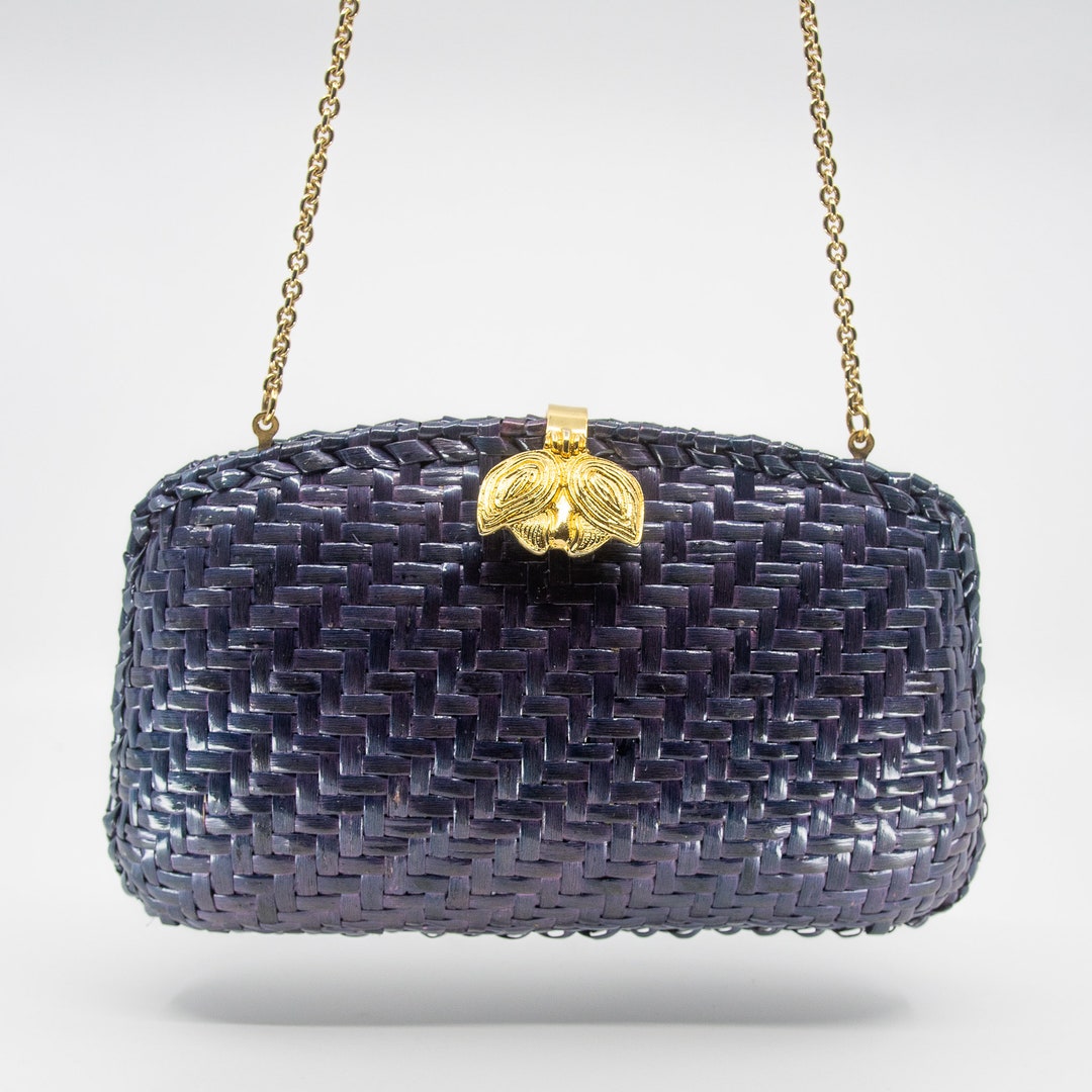 Vintage Italian RODO Wicker / Rattan Look Hard Shell Handbag Converts ...