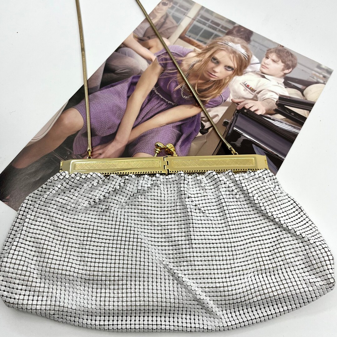 Vintage Boxed GLOMESH Diamond Closure Handbag / Clutch / Pouch Gold and ...