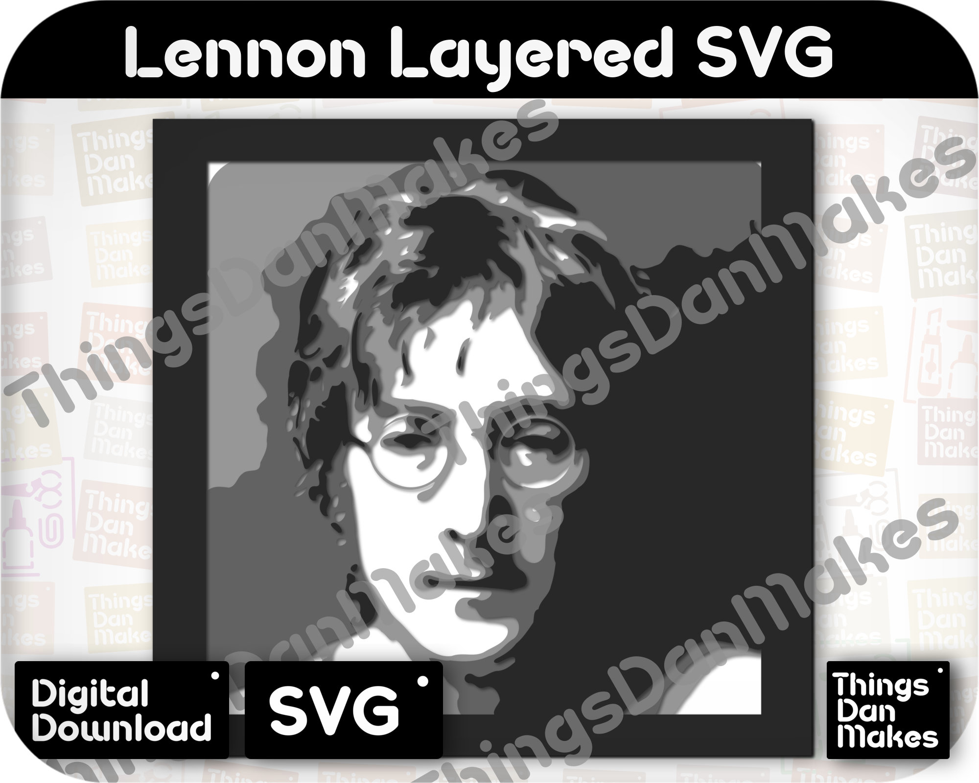 John Lennon, SVG for Stencil, Cricut File, Multi-layer Vector Cut File ...