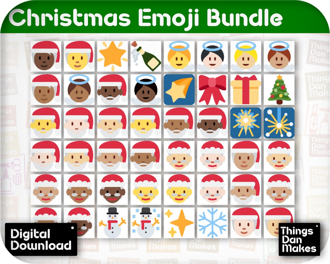 Christmas Emojis Bundle, Official Emojis, SVG, Png, Pdf, Jpg. Emoji Cut ...
