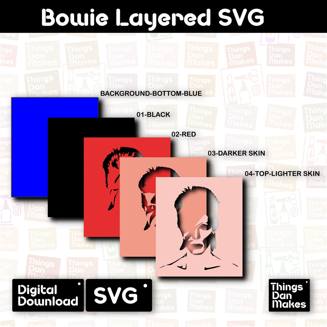Ziggy Stardust, David Bowie, SVG Cricut File, Multi-layer Vector Cut ...