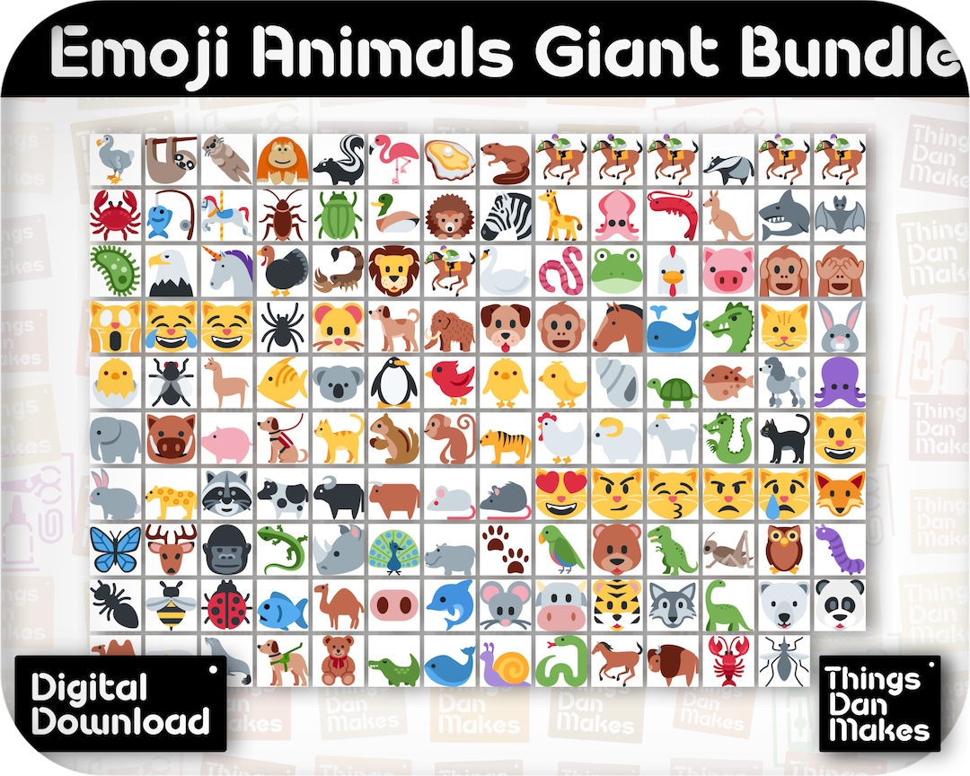Animal Emojis Bundle, Official Emojis, SVG, Png, Pdf, Jpg. Emoji Cut Files. - Etsy