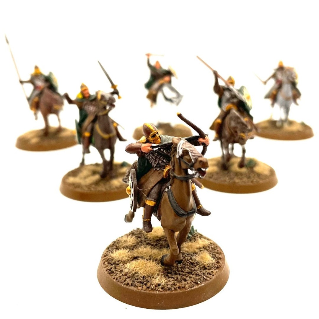 Riders of Rohan 6 Painted Miniatures Human Fighter Mounted Games ...