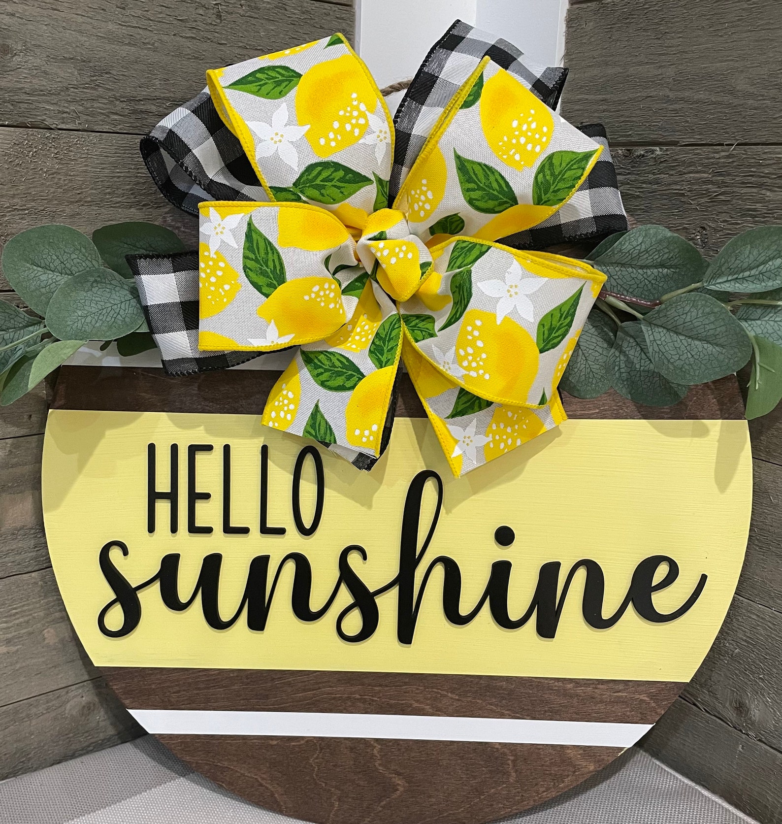 Hello Sunshine Door Hanger Lemons 3D Laser Lettering Spring | Etsy
