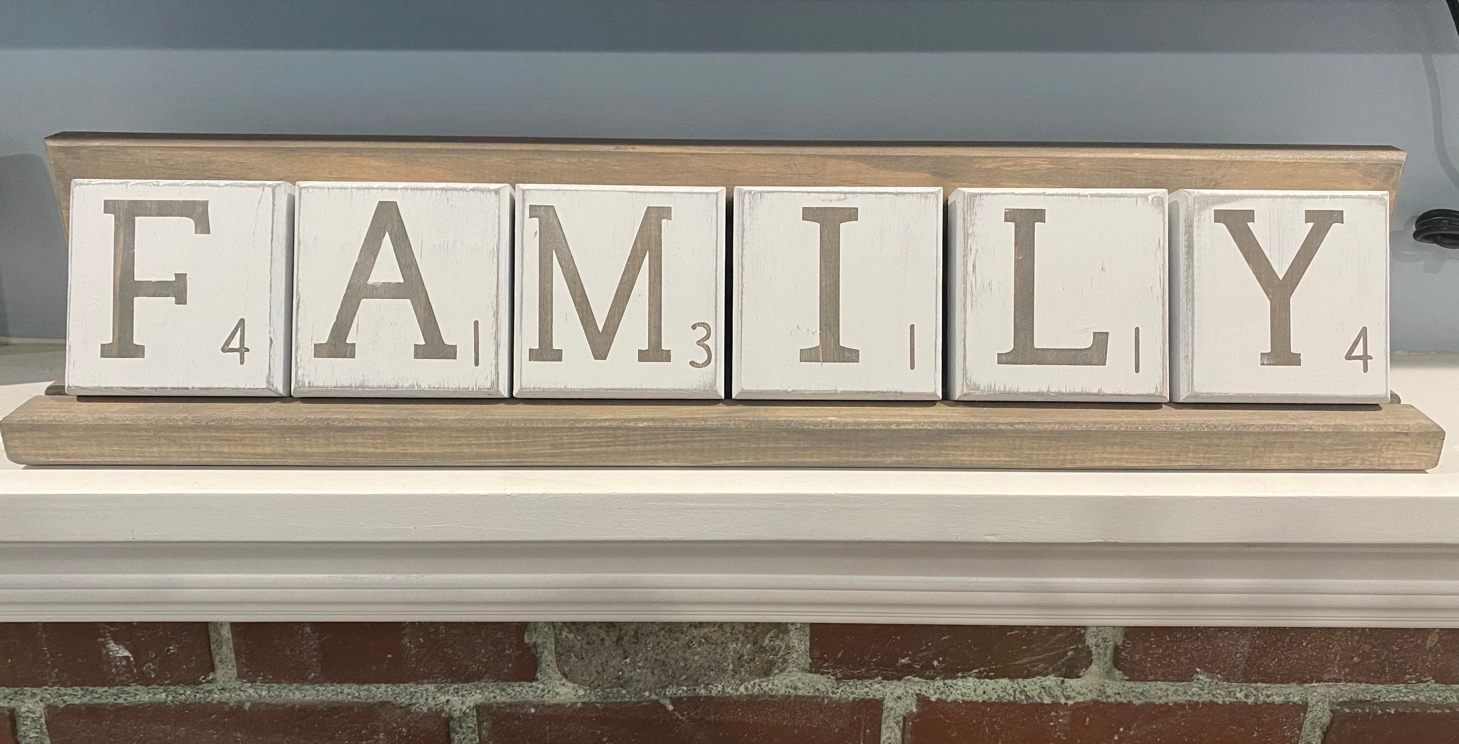 Large Custom Scrabble Tiles With Wood Holder Customizable | Etsy