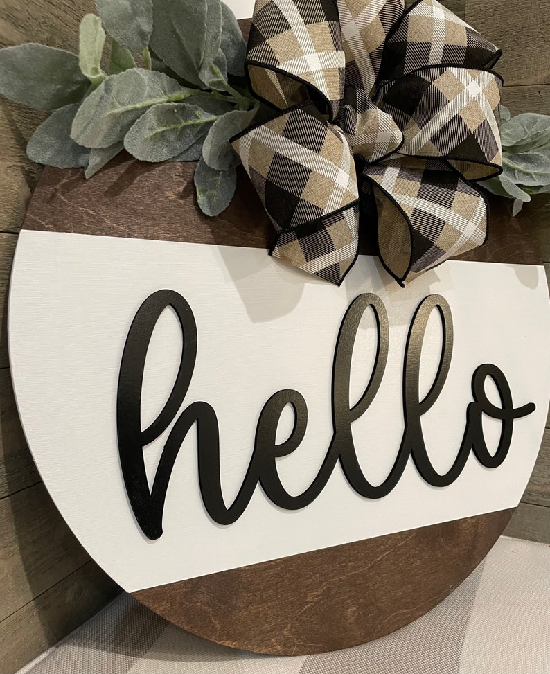 Hello Door Sign, Welcome Hello Round Door Hanger, 3D Door Decor, Hello ...