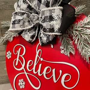 Winter Door Hanger | Believe Door Hanger | Holiday Door Decor | 3-D ...