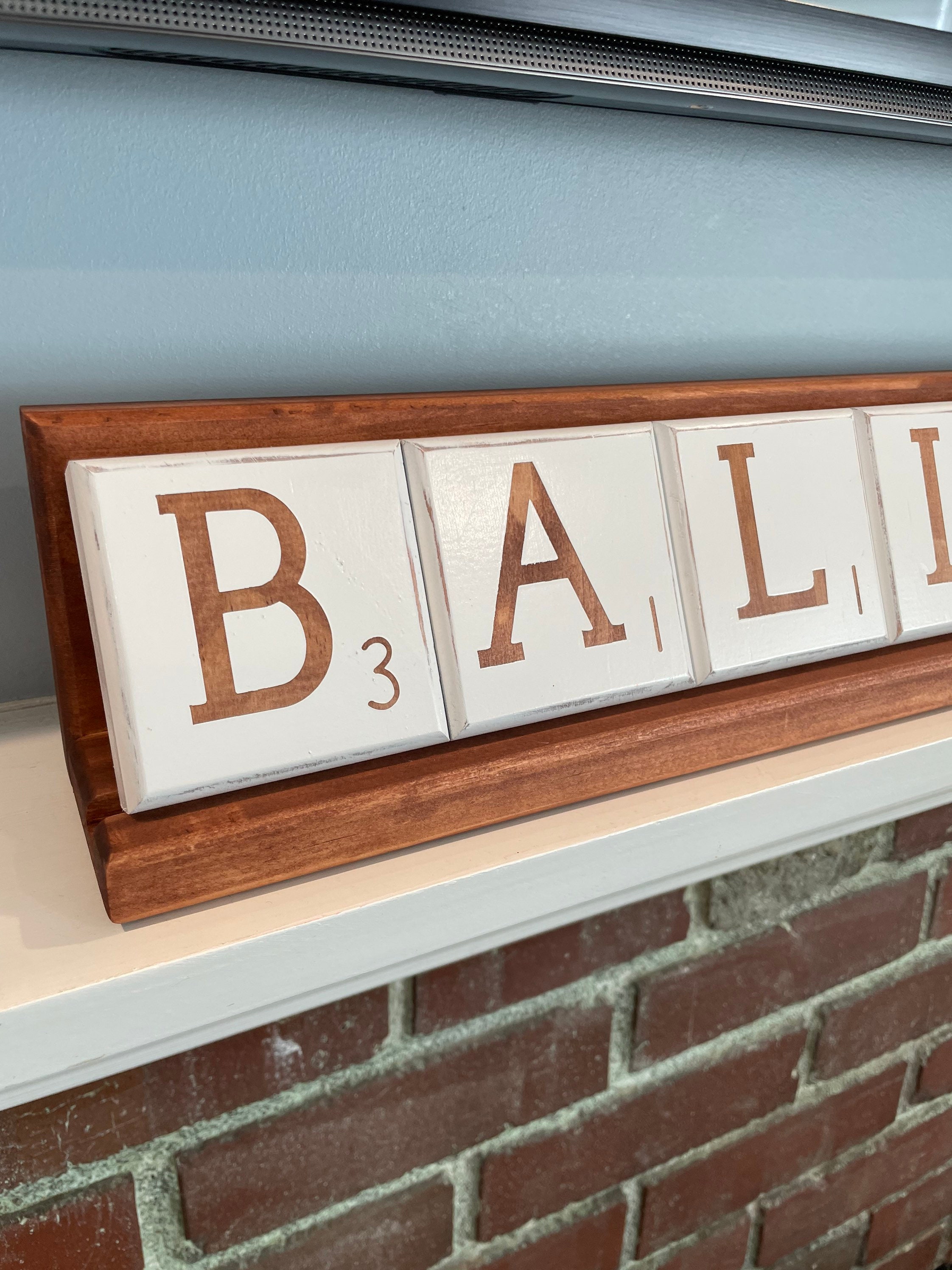 Large Custom Scrabble Tiles With Wood Holder, Customizable Scrabble ...