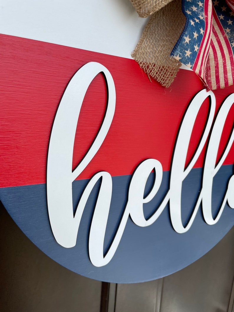 Patriotic Hello Wooden Sign, Patriotic Hello, 3D Letters, Memorial Day ...