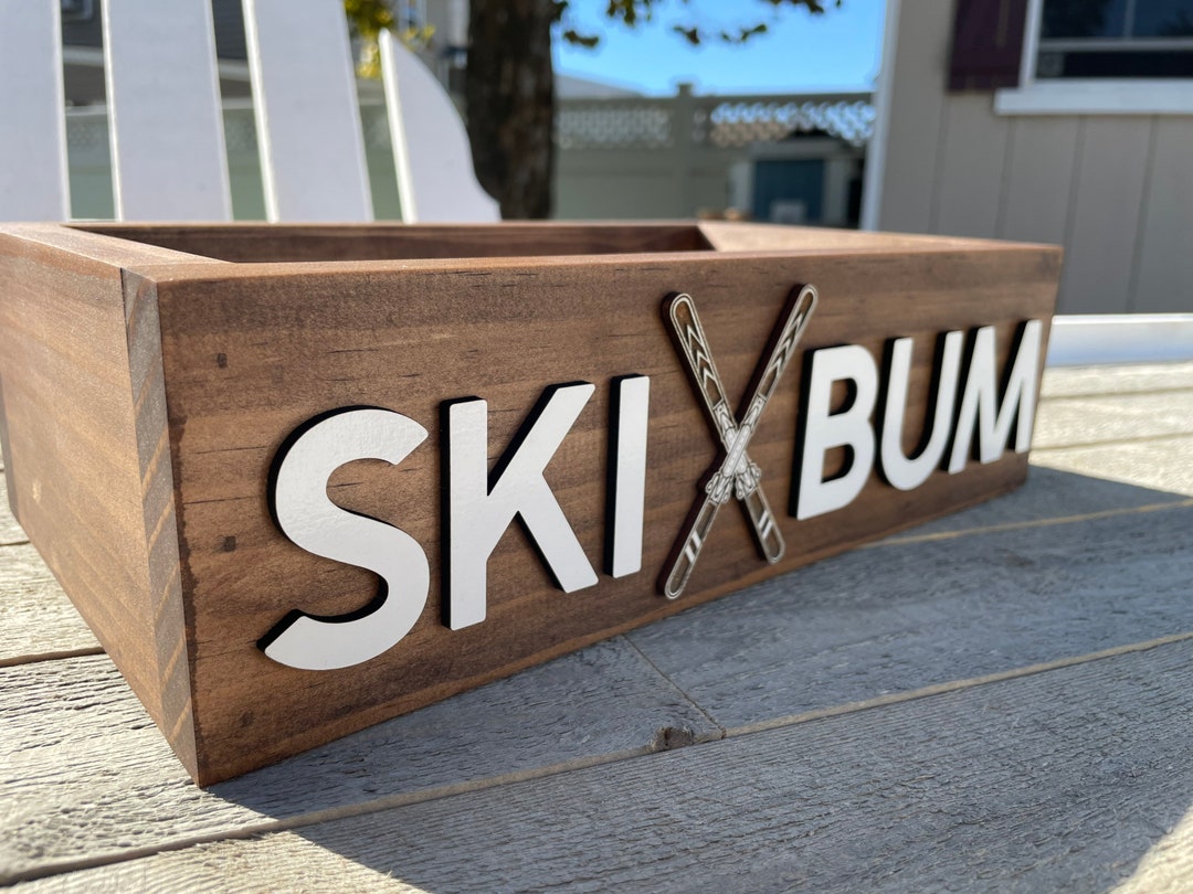 Ski Decor, Ski Storage Box, Toilet Paper Holder, Ski Bum Bathroom Decor ...