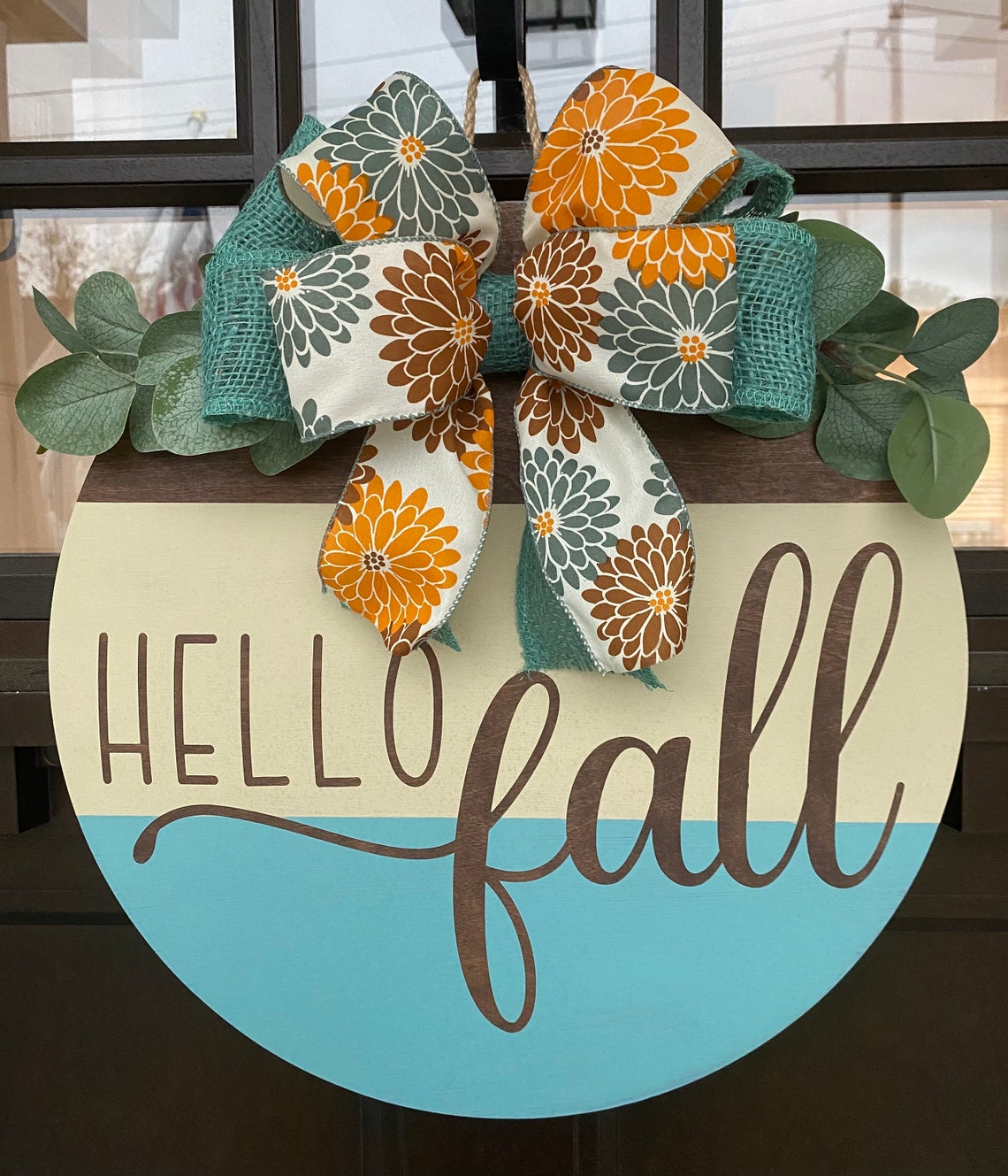 Hello Fall Door Hanger | Fall Door Hanger | Fall Door Decor | Round ...