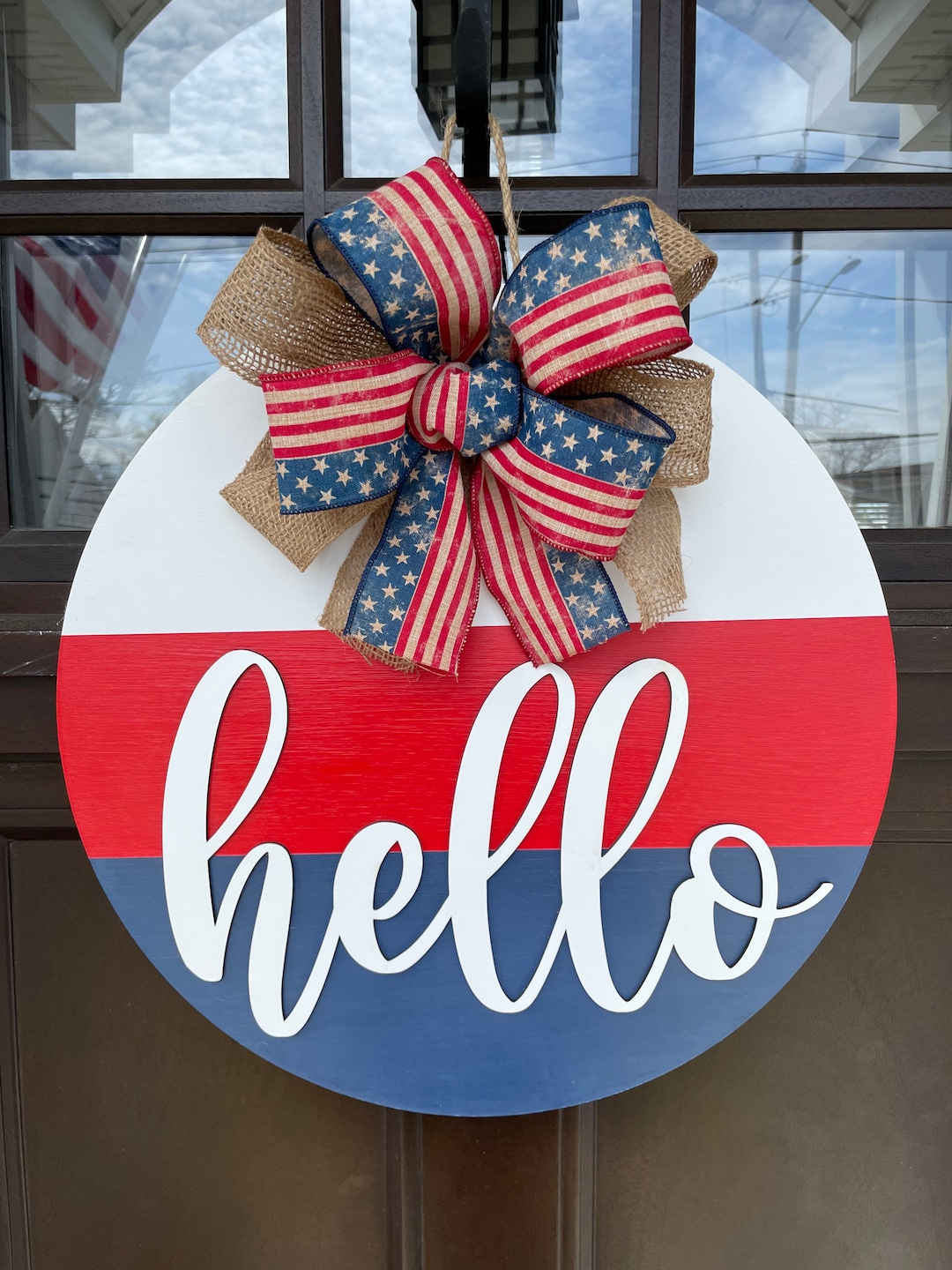 Patriotic Hello Wooden Sign, Patriotic Hello, 3D Letters, Memorial Day ...
