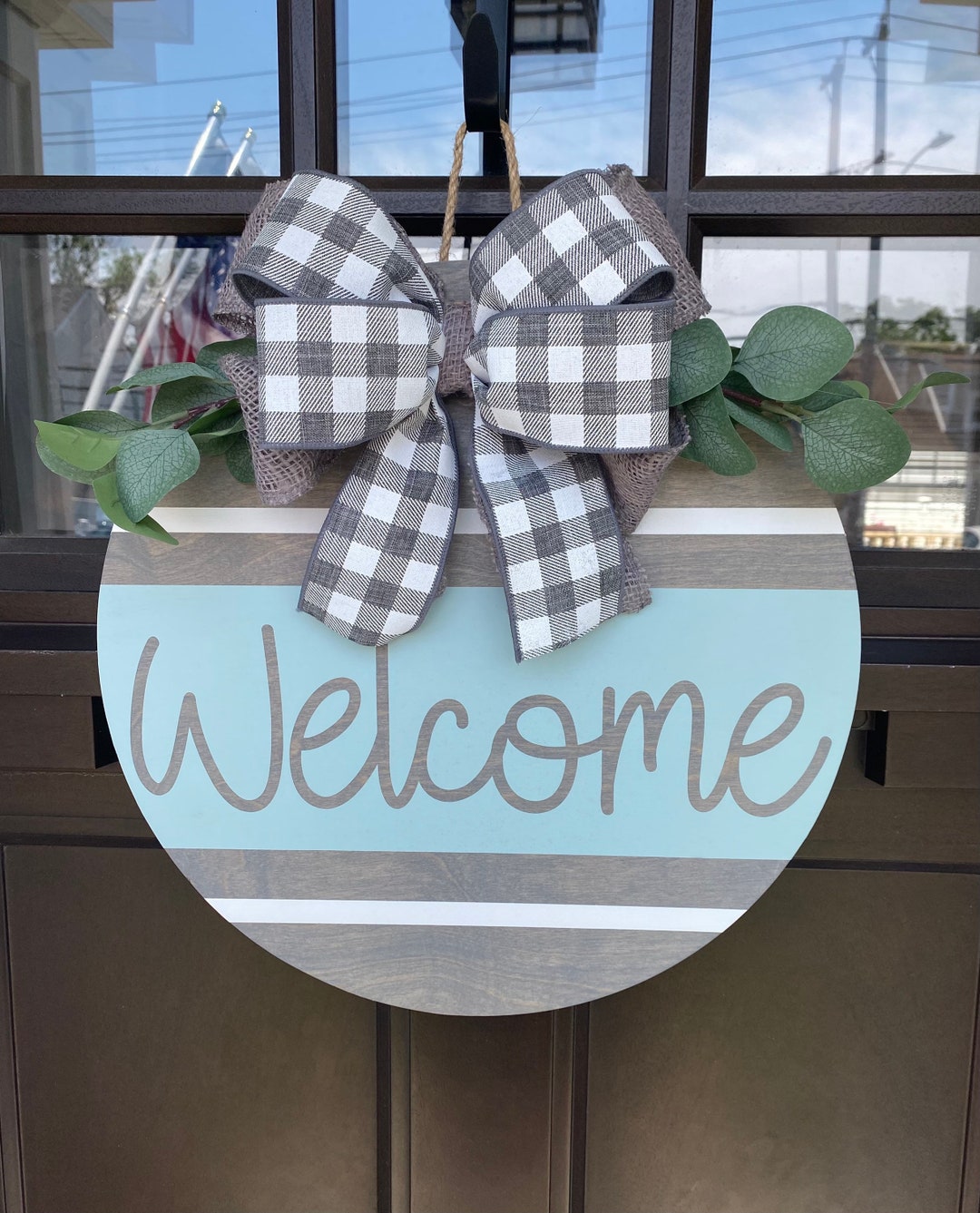 Welcome Round Door Hanger, Spring Door Hanger, Welcome Sign, Round ...