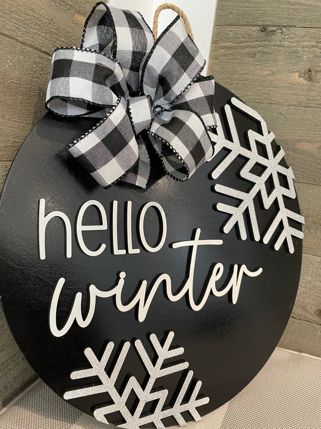 Winter Door Hanger, Hello Winter,glitter Snowflake Door Hanger, 3D ...