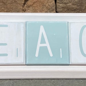 BEACH Sign | Large Scrabble Tiles With Wood Holder | Mother’s Day Gift ...