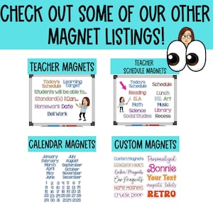 Calendar Months and Days Magnets, Teacher Magnets, Classroom Schedule ...