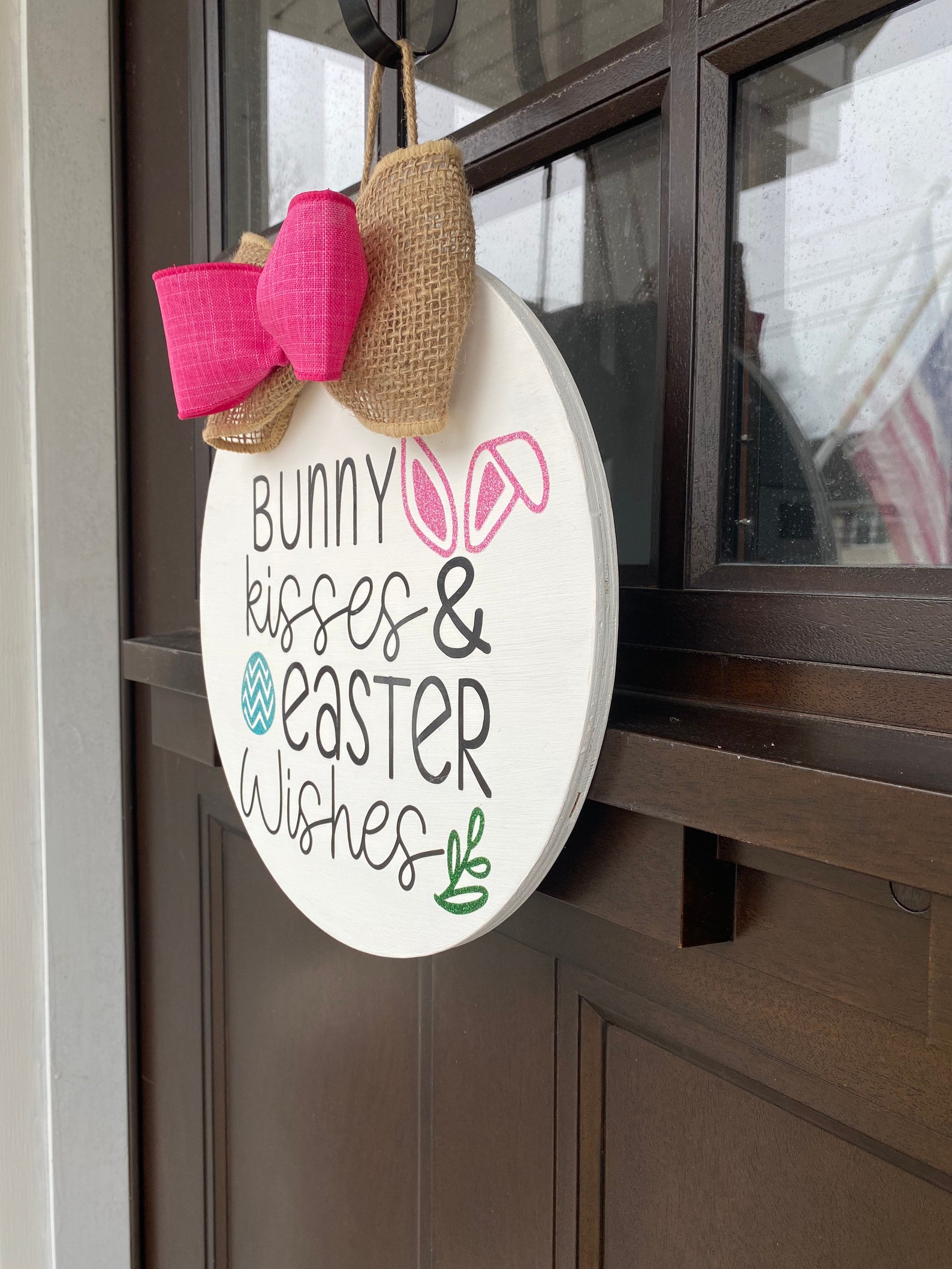 Easter Round Door Hanger Spring Decor Bunny Kisses Easter | Etsy