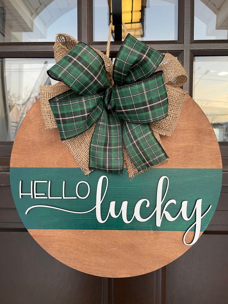 St Patricks Day Door Hanger Hello Lucky Door Hanger Etsy