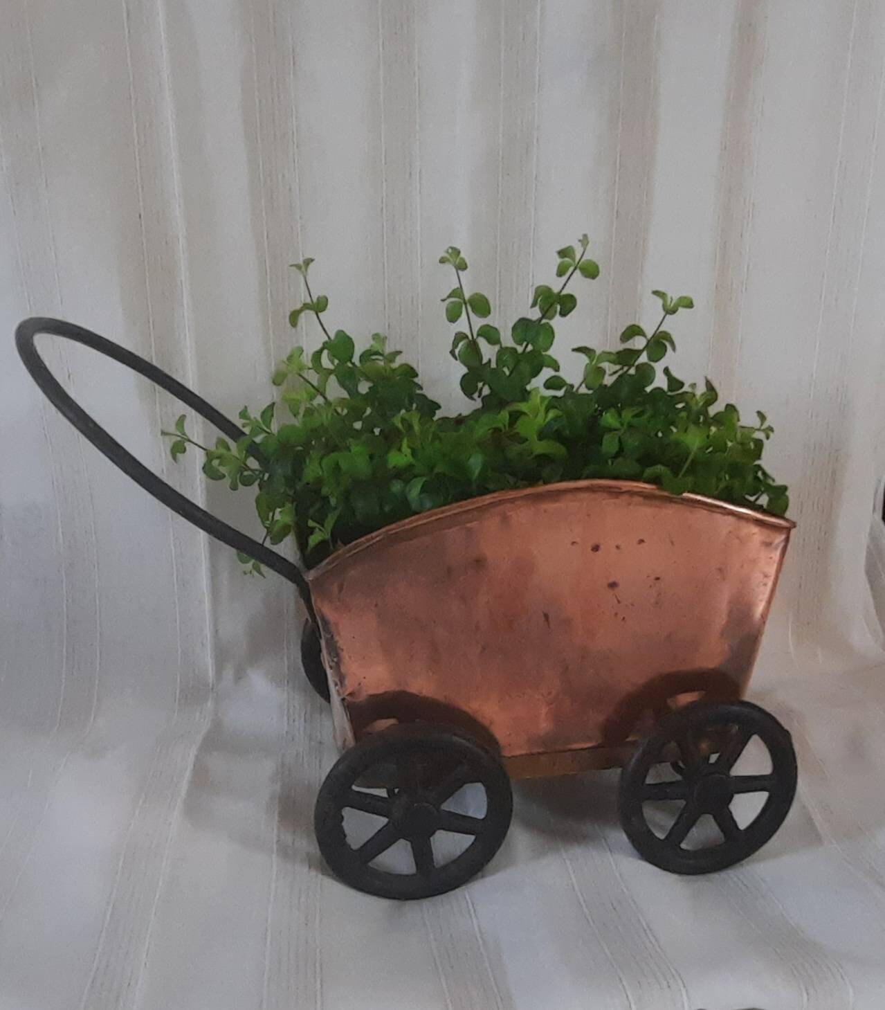 Ancient Copper Cart, Vintage Copper Cart With Handle , Large Vintage ...