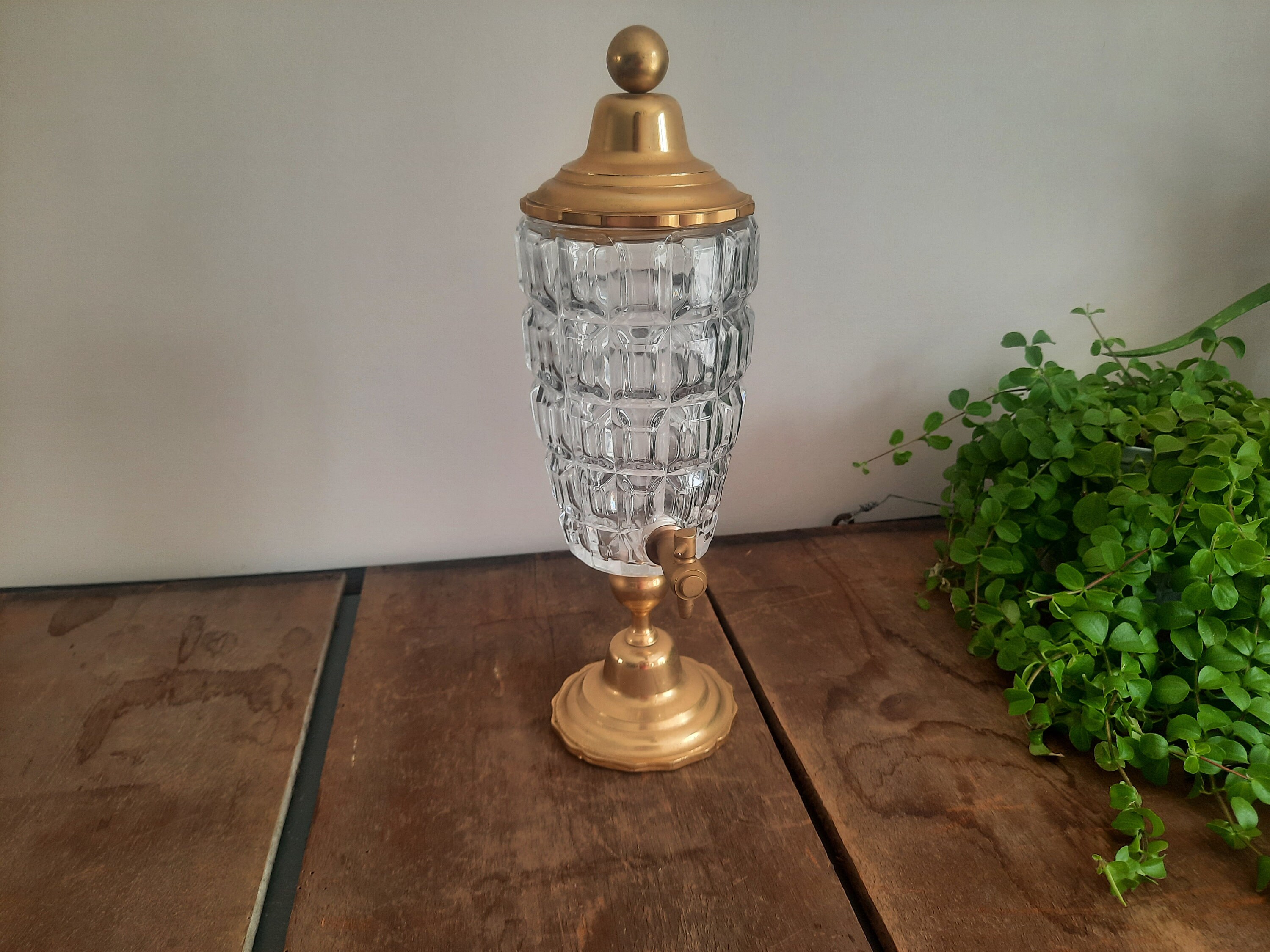 Art Deco Cristal Golden Absinthe Fountain, Cognac Fountain, Vintage ...