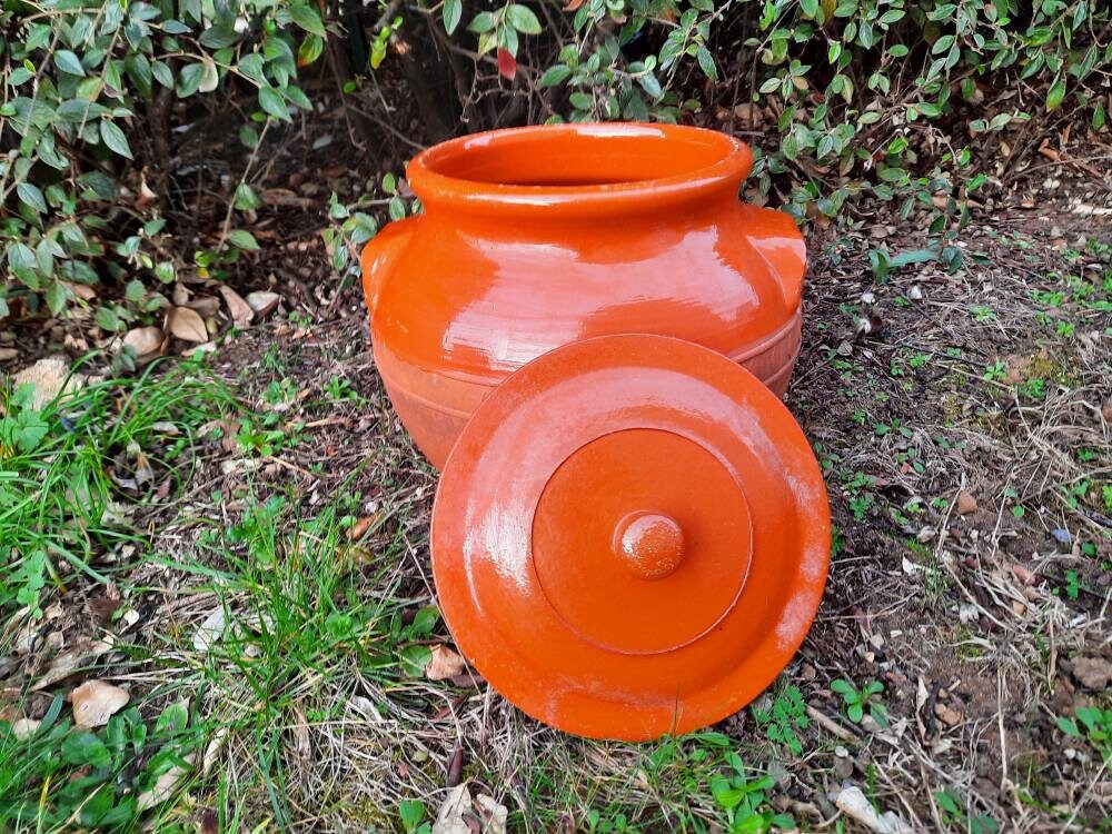 Large French Antique Confit Pot, Rustic French Pot, Terracotta Orange ...