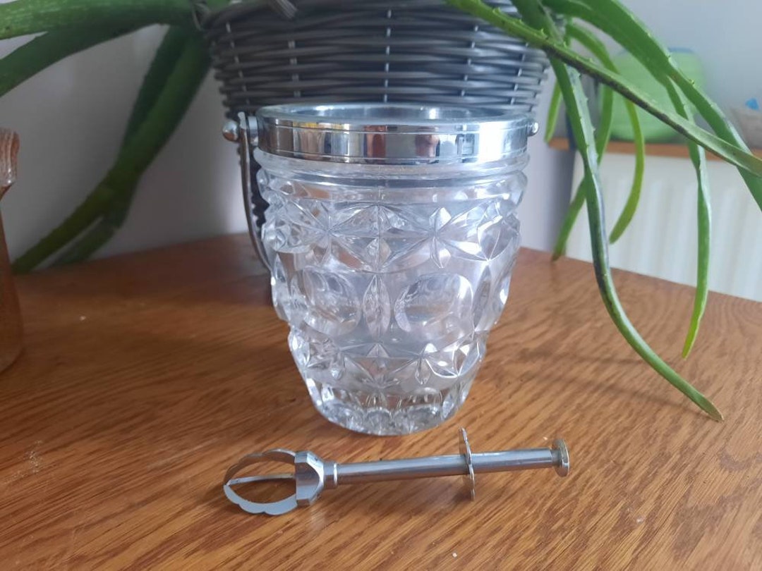 Art Deco Cristal and Silverware Whisky Ice Bucket, Vintage Ice Bucket ...