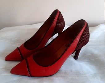 Red Leather Pumps - Etsy