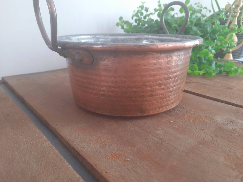 Ancient Copper Planter With Handles, Round Hanging Copper Planter ...