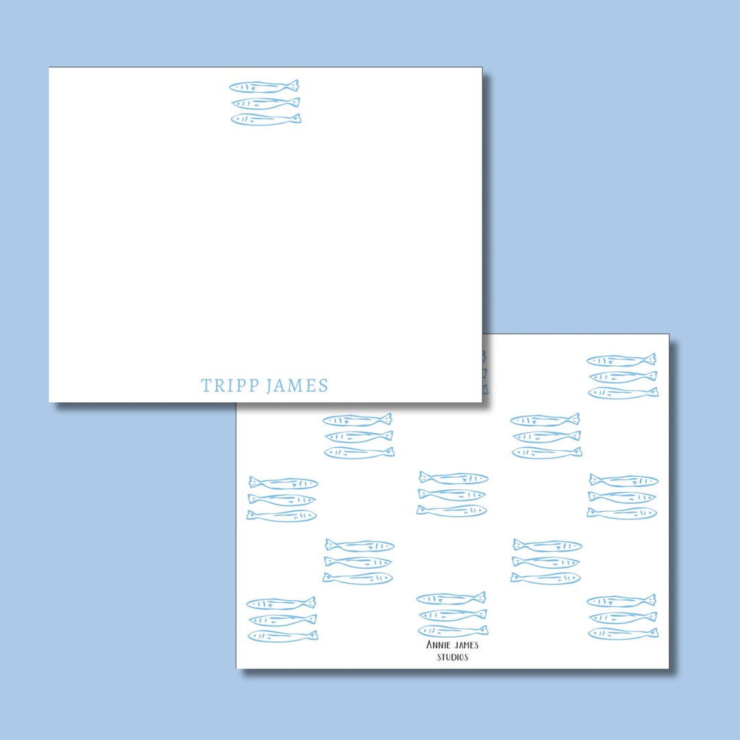 Fish Icon Personalized Stationery | Note Cards With Envelopes - Etsy