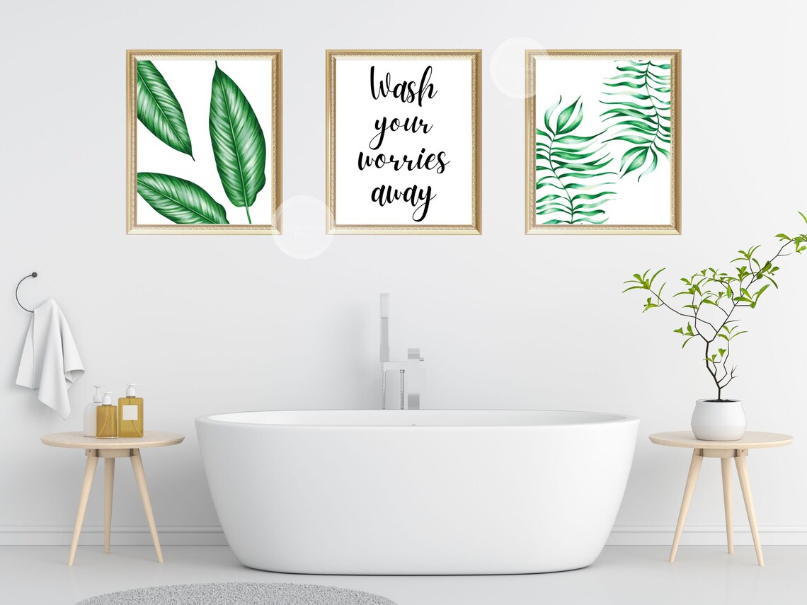 Bathroom Wall Decor, Set of 3 Wall Art, Home Printable, Printable Wall ...