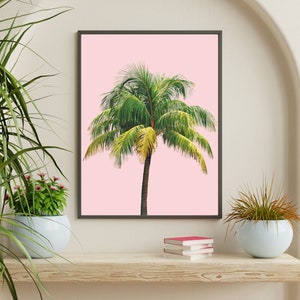 Pink Palm Tree Print, Trendy Wall Art, Boho Print Palm Tree, Trendy ...