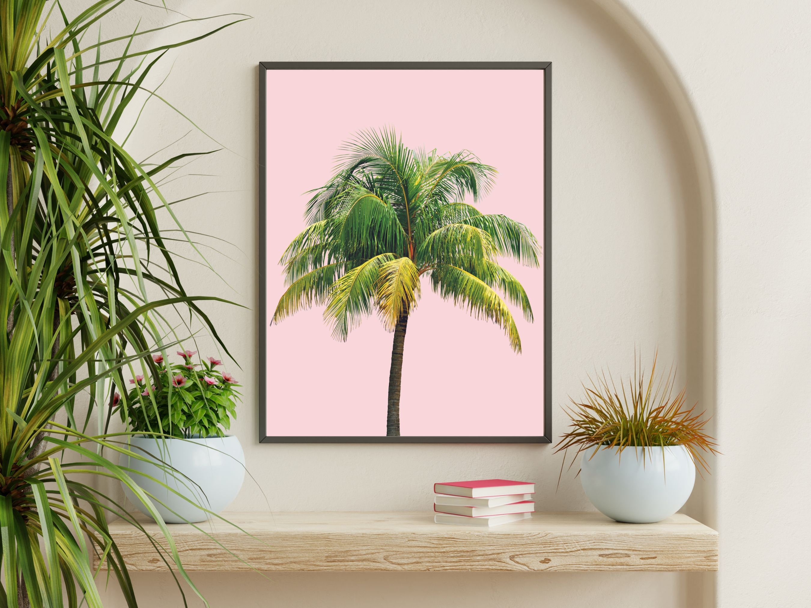 Pink Palm Tree Print, Trendy Wall Art, Boho Print Palm Tree, Trendy ...