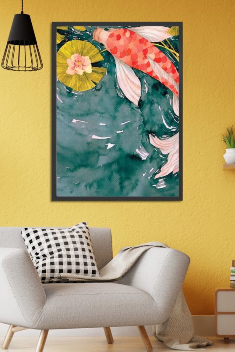 Travel Poster Digital Wall Printable, Digital Art Download, Koi Fish ...