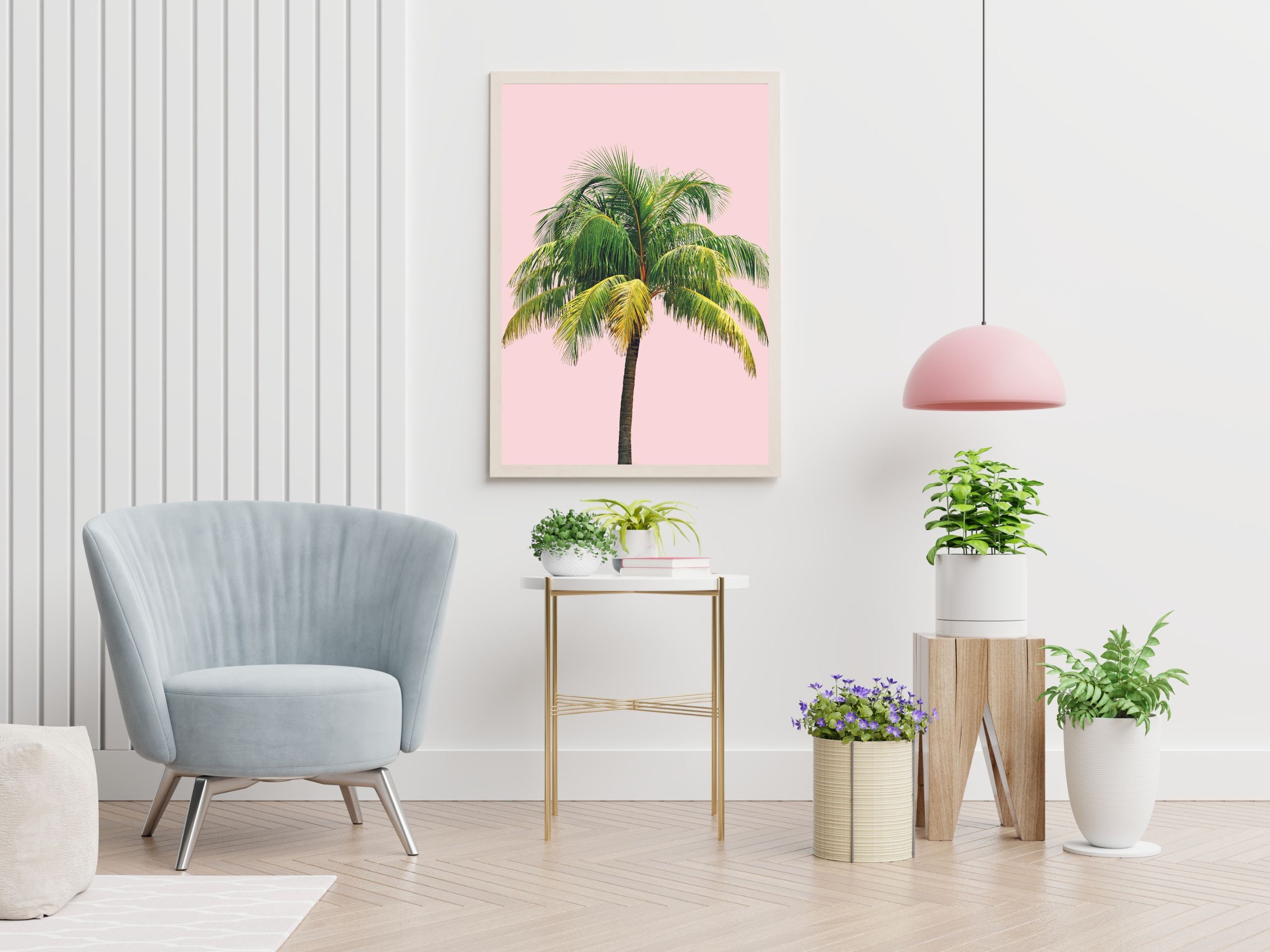Pink Palm Tree Print, Trendy Wall Art, Boho Print Palm Tree, Trendy ...