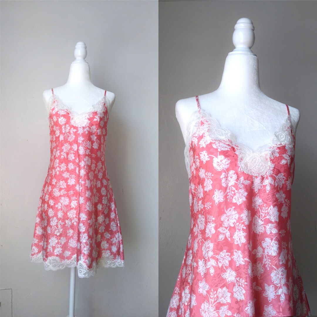 1980s Vintage Victoria's Secret Pretty in Pink Floral Slip Dress ...