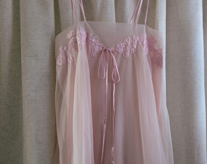 1950s Vintage Eyeful Pastel Pink Chiffon A-line Nightgown | Coquette ...