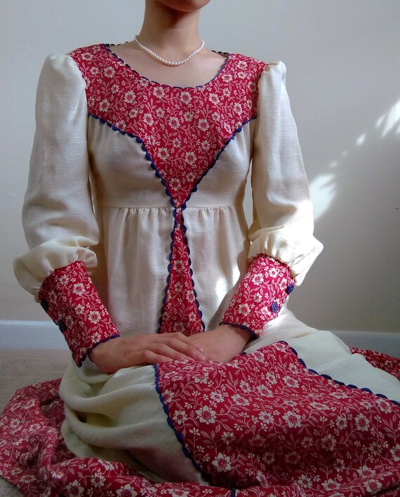 1970s Vintage Youth Beat Calico Prairie Dress | Gunne… - Gem