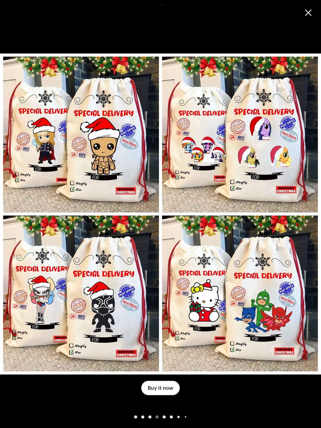 Satin Santa Sacks - Etsy