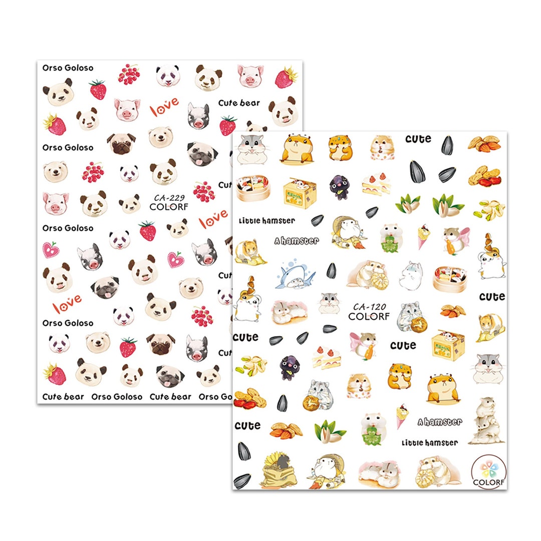 Hamster Nail Art Stickers Cute Animal Nail Art Decals - Etsy