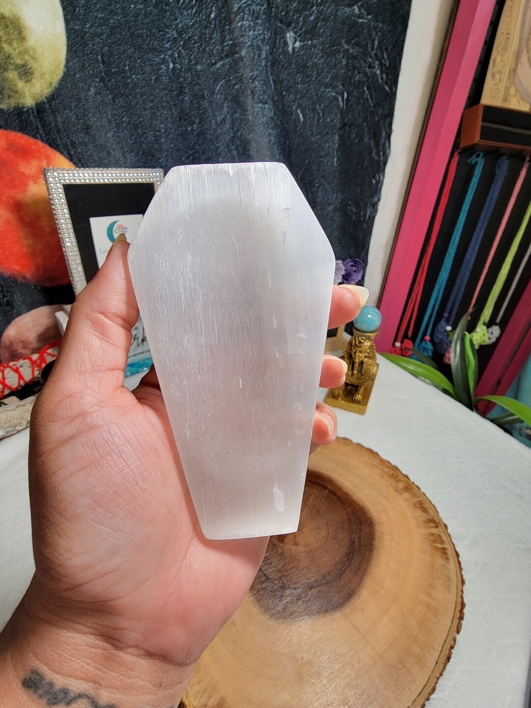 Satin Spar Coffin, Crystal Coffin, Purifying Crystal, Selenite Coffin ...
