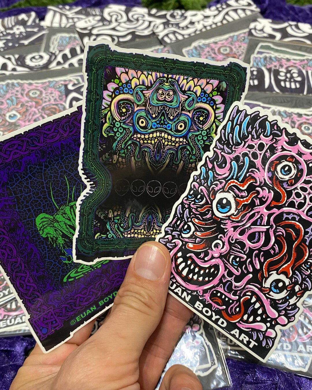 3x Cosmic Horror Stickers EUAN BOYD ART - Mutant Monster Metal Dark Art ...