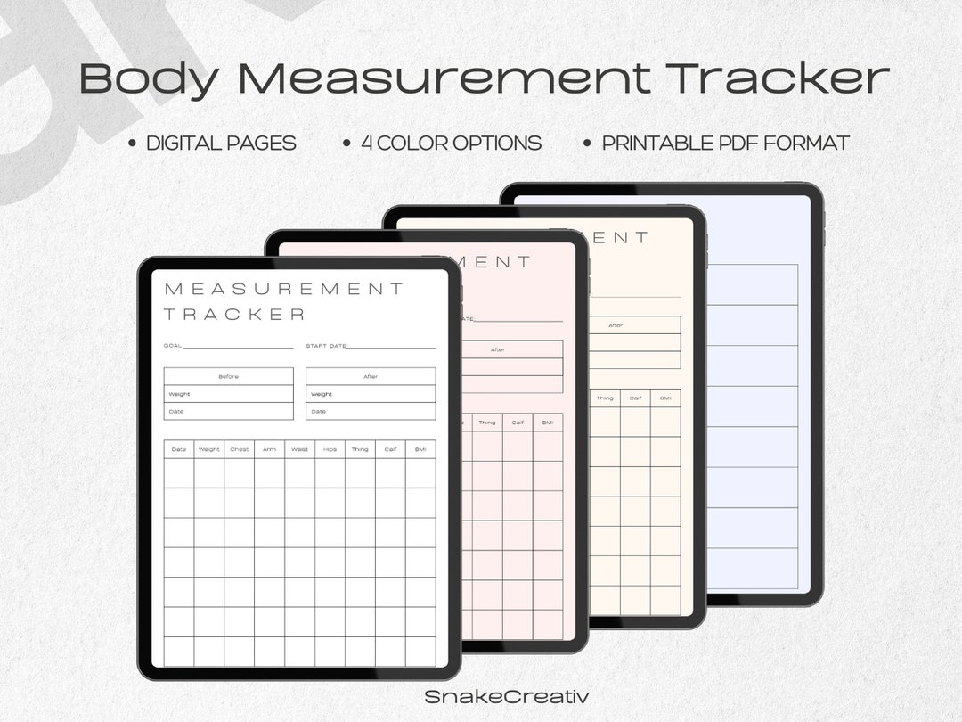 Body Measurement Tracker, Body Measurement Goodnotes, Printable Tracker ...