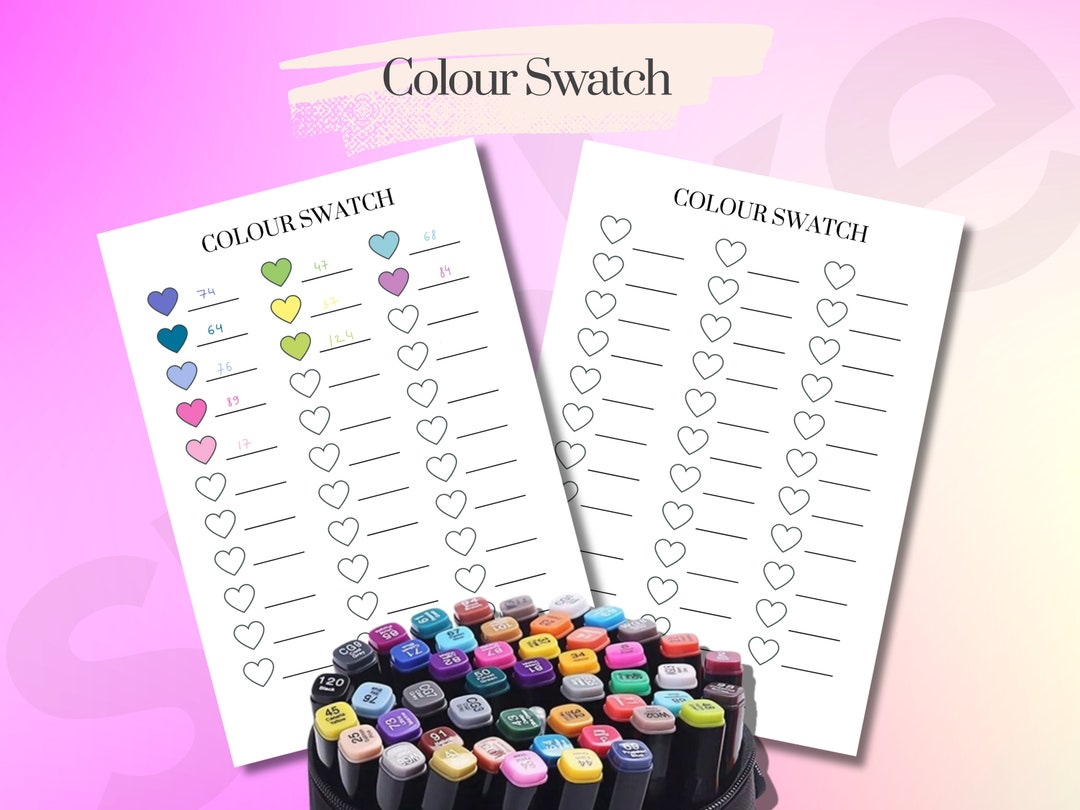 Polychromos Heart Color Swatch Sheet, A4 Printable, Instant Download ...