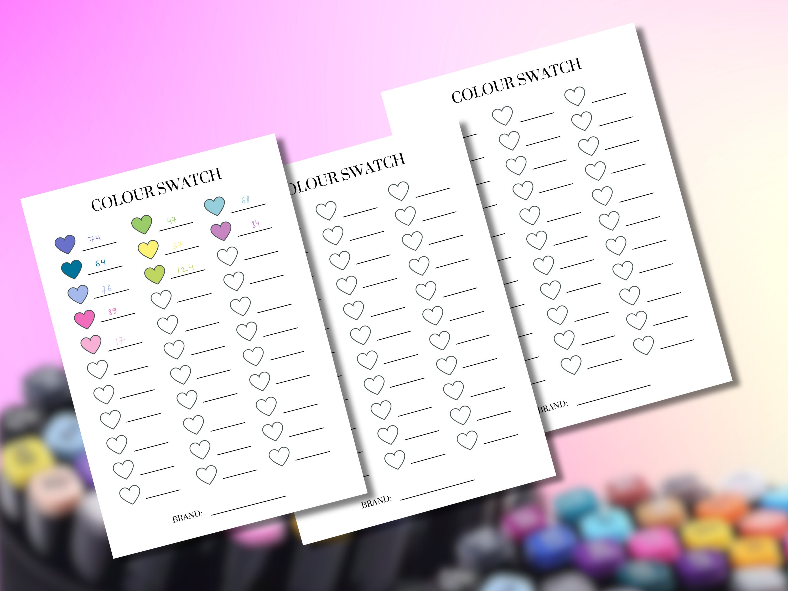 Polychromos Heart Color Swatch Sheet A4 Printable Instant - Etsy