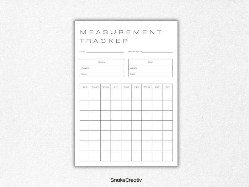 Body Measurement Tracker, Body Measurement Goodnotes, Printable Tracker ...