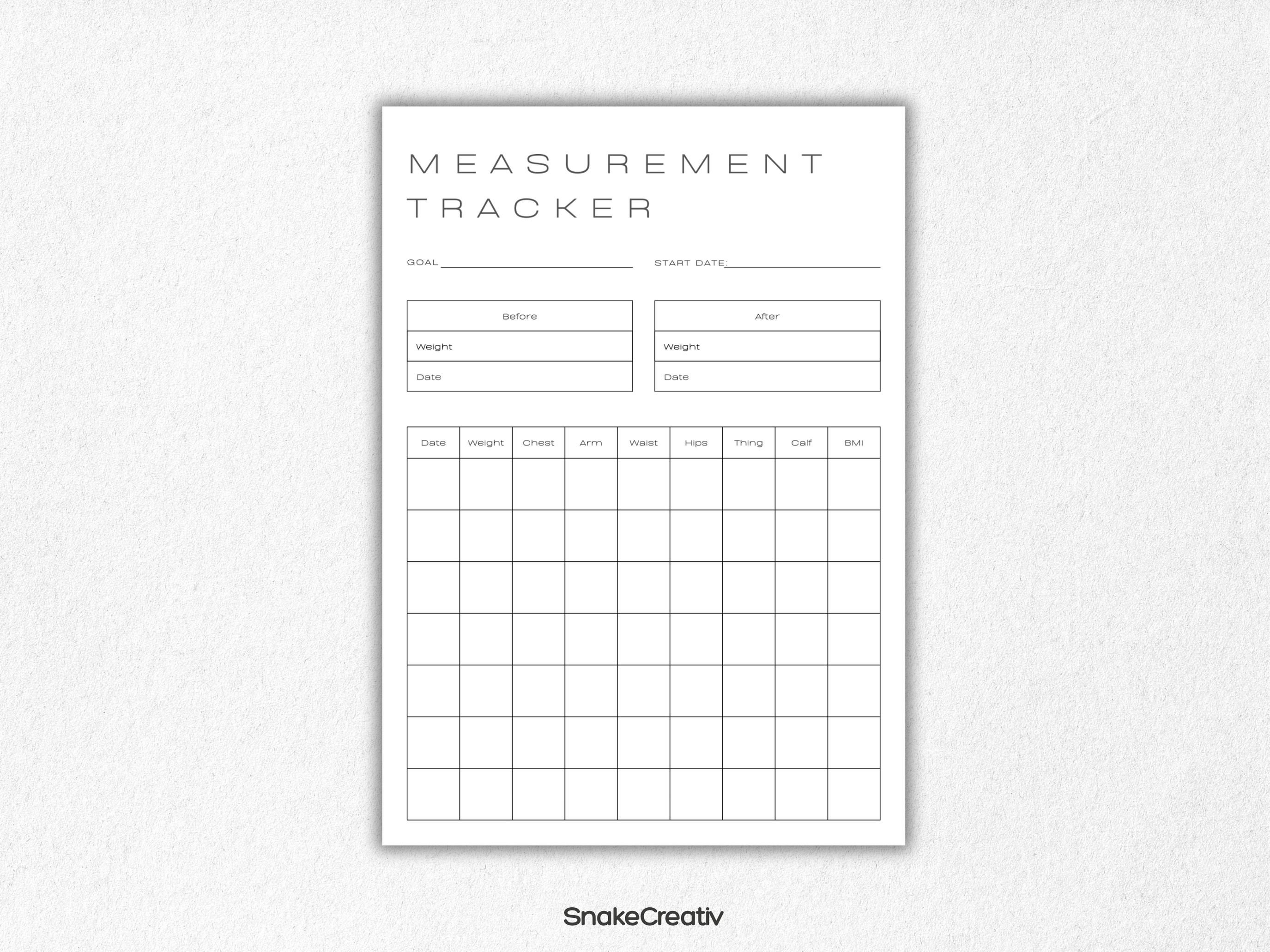 Body Measurement Tracker, Body Measurement Goodnotes, Printable Tracker ...