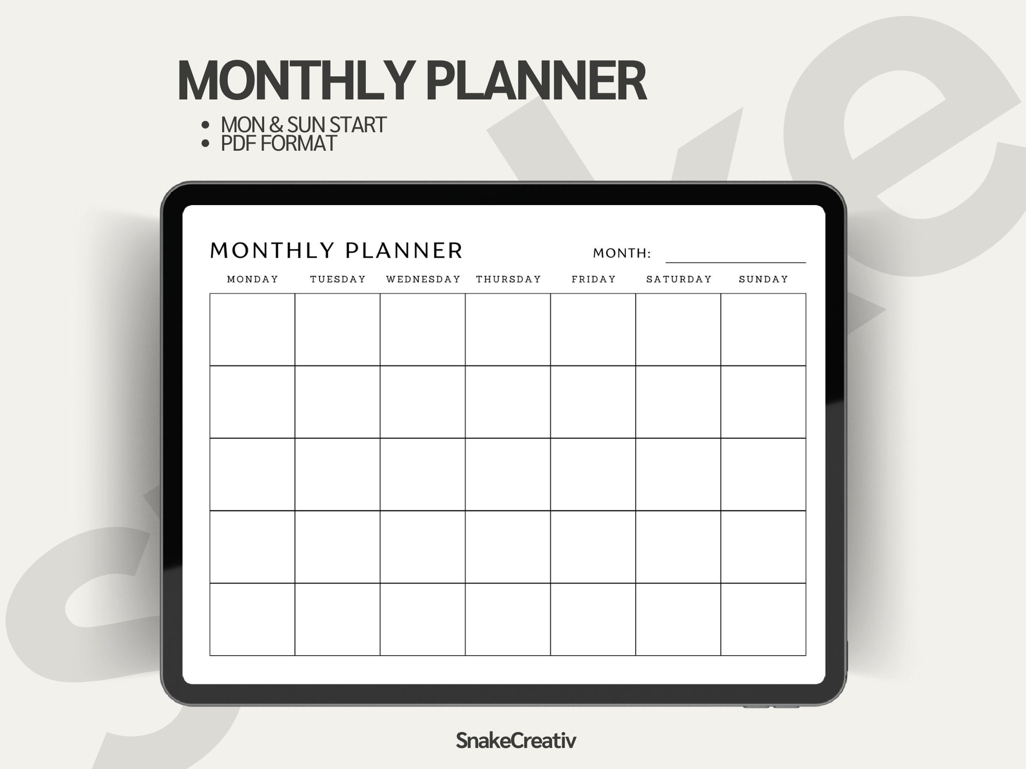 Digital Monthly Planner, Minimalist Planner, Goodnotes Planner ...