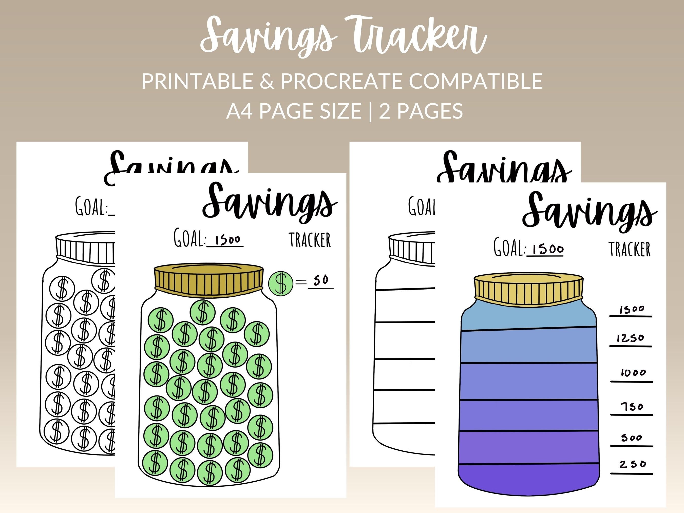 Savings Tracker Printable & Procreate Compatible A4 Page - Etsy Canada
